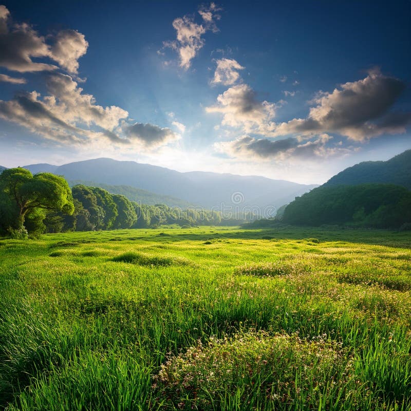 Natural Environment the Field Full of Greenery is an Extraordinary ...