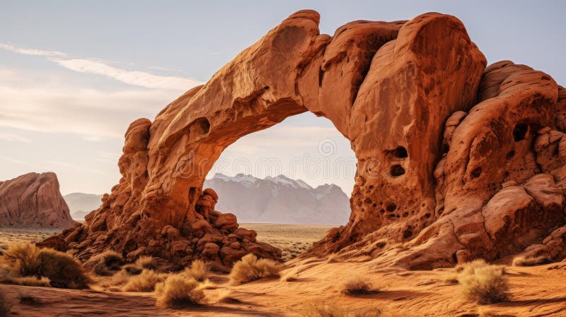 Natural Erosion Forms Desert Arch Stock Illustration - Illustration of ...