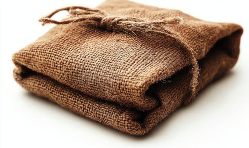 Natural Fabric Bundle Tied with Twine on White Background Stock Image ...