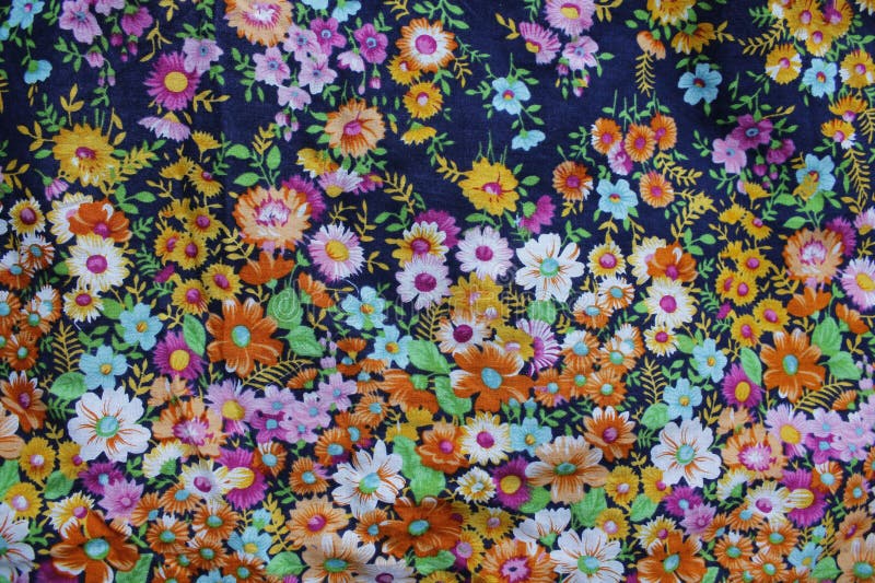 Natural Fabric with Multi-colored Floral Pattern Stock Photo - Image of ...