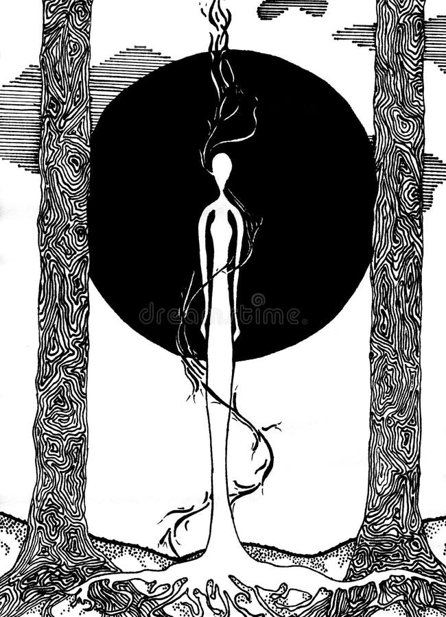 Natural Female Drawing stock illustration. Illustration of trees - 8290209