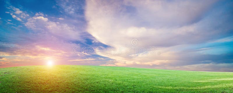 Natural Field Landscape, Sky and Clouds Stock Image - Image of grass ...