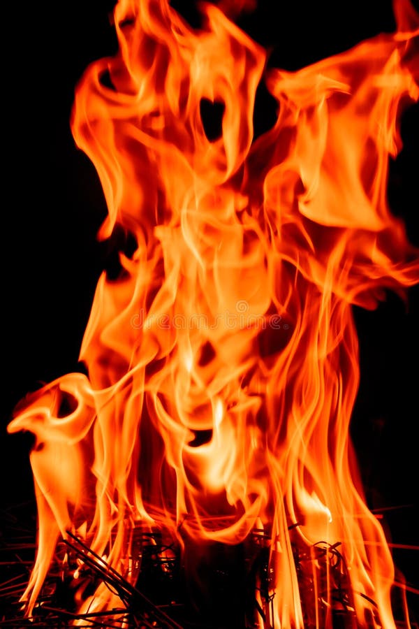 Natural Fire Flame at Night Stock Photo - Image of fiery, beautiful ...