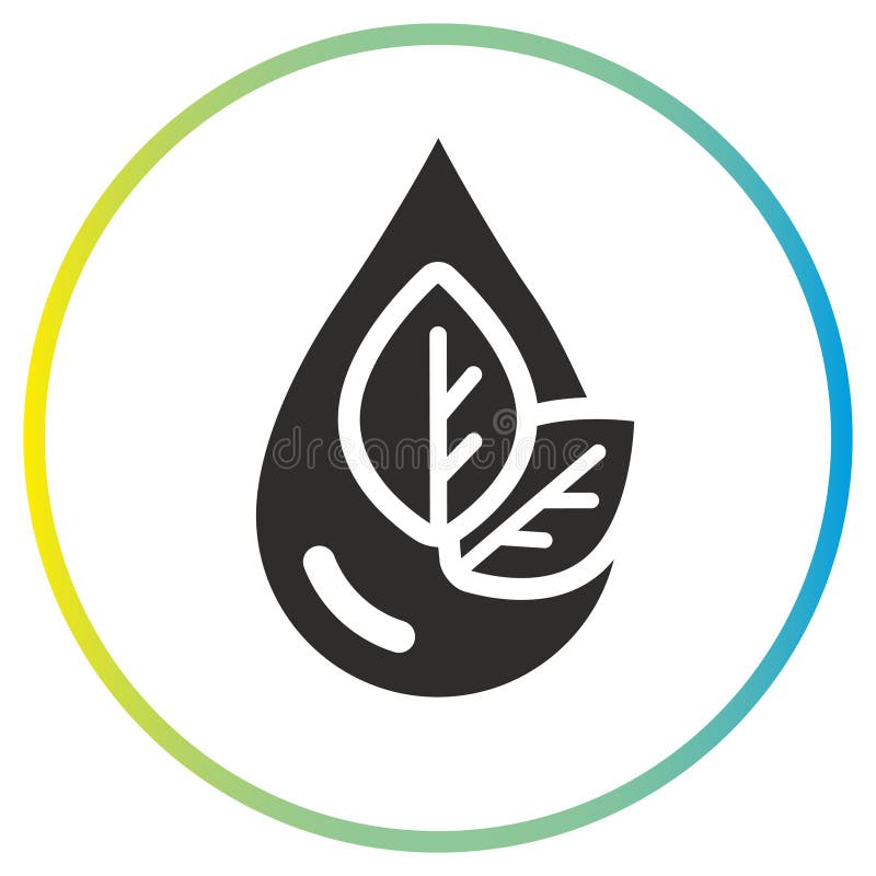 Natural Flavors Icon, Fresh Water, Drop and Leaf, Flat Symbol Stock ...