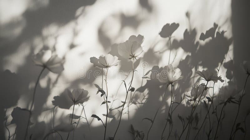 Natural Flower Shadows Softly Blurred on White Wall for a Dreamy ...