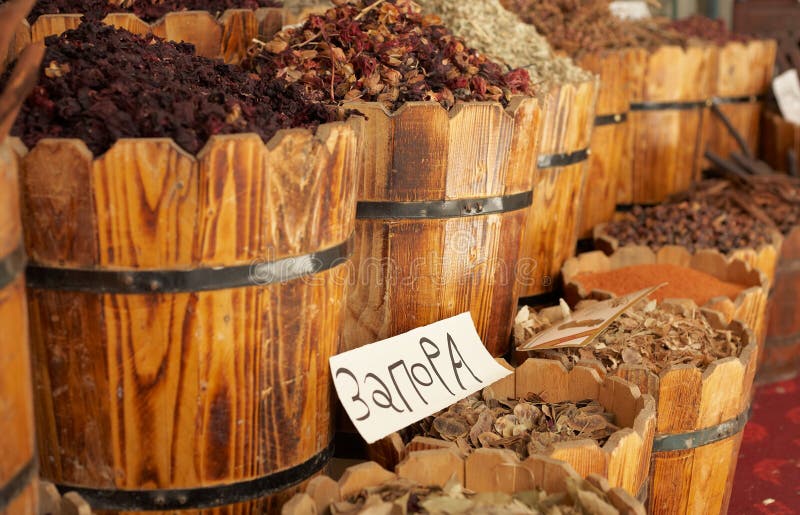 Natural Food Items and Medical Herbs Stock Photo - Image of ...