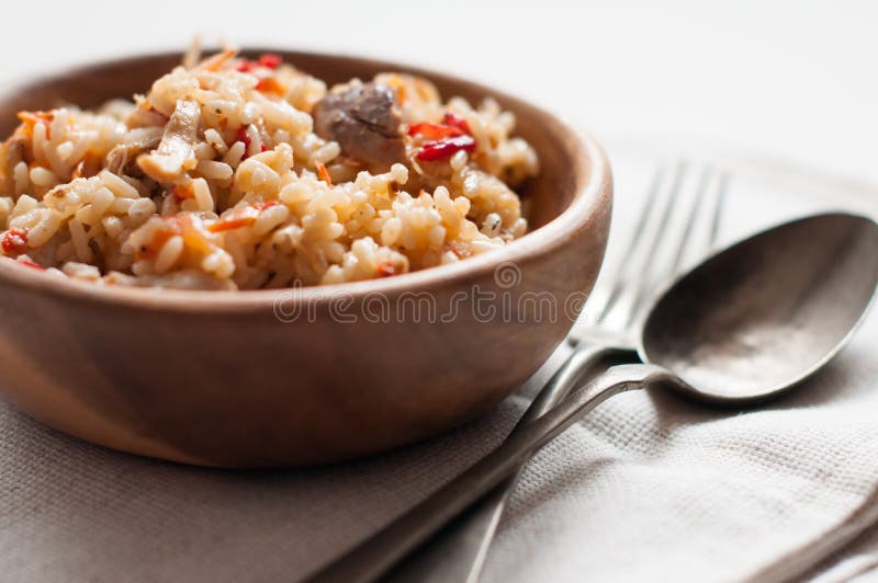 Natural Food: Rice with Meat and Vegetables Stock Photo - Image of ...
