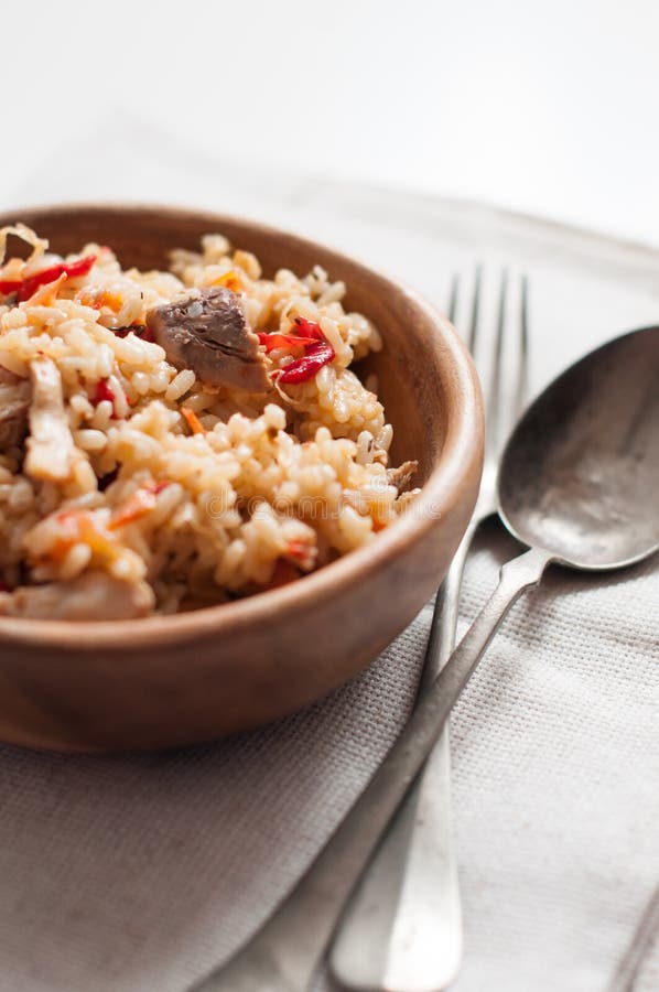 Natural Food: Rice with Meat and Vegetables Stock Image - Image of ...