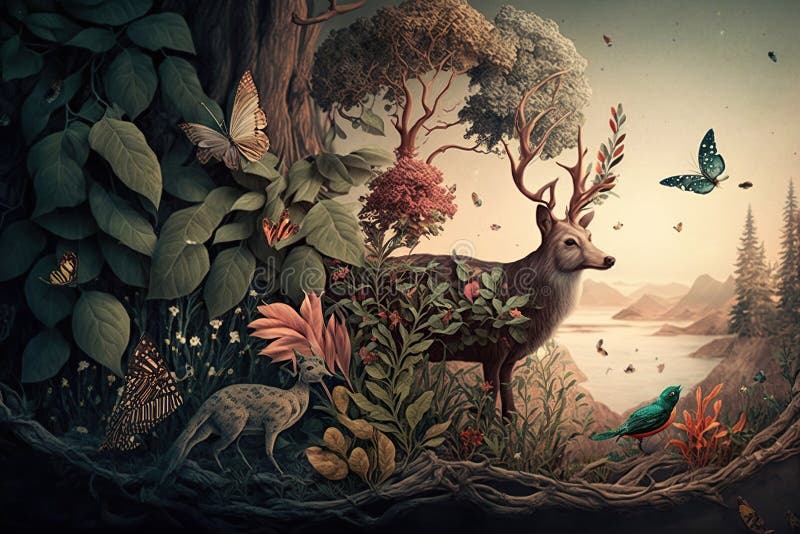 Natural Forest Created with Generative AI Technology Stock Illustration ...