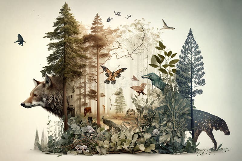Natural Forest Created with Generative AI Technology Stock Illustration ...