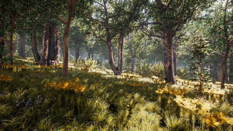 Natural Forest Landscape and Metaverse Technology. 3D Render Stock ...