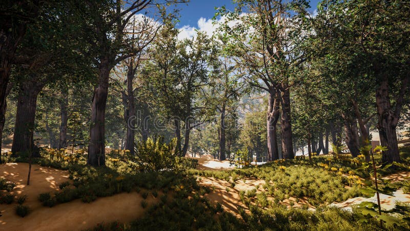 Natural Forest Landscape and Metaverse Technology. 3D Render Stock ...