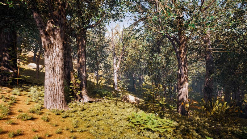 Natural Forest Landscape and Metaverse Technology. 3D Render Stock ...