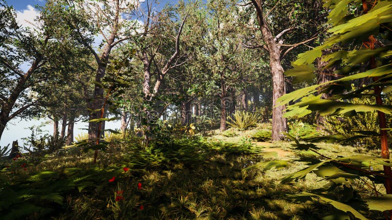 Natural Forest Landscape and Metaverse Technology. 3D Render Stock ...