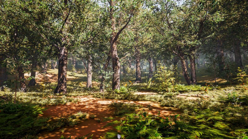 Natural Forest Landscape and Metaverse Technology. 3D Render Stock ...