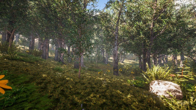 Natural Forest Landscape and Metaverse Technology. 3D Render Stock ...