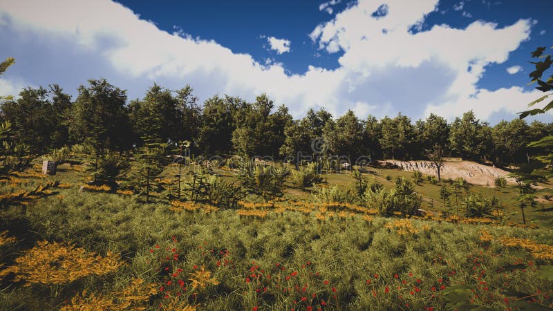 Natural Forest Landscape and Metaverse Technology. 3D Render Stock ...