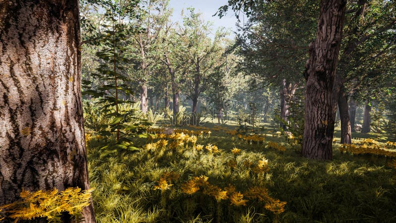 Natural Forest Landscape and Metaverse Technology. 3D Render Stock ...