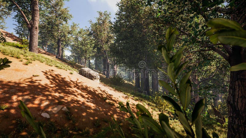 Natural Forest Landscape and Metaverse Technology. 3D Render Stock ...