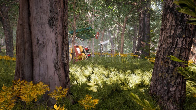 Natural Forest Landscape and Metaverse Technology. 3D Render Stock ...