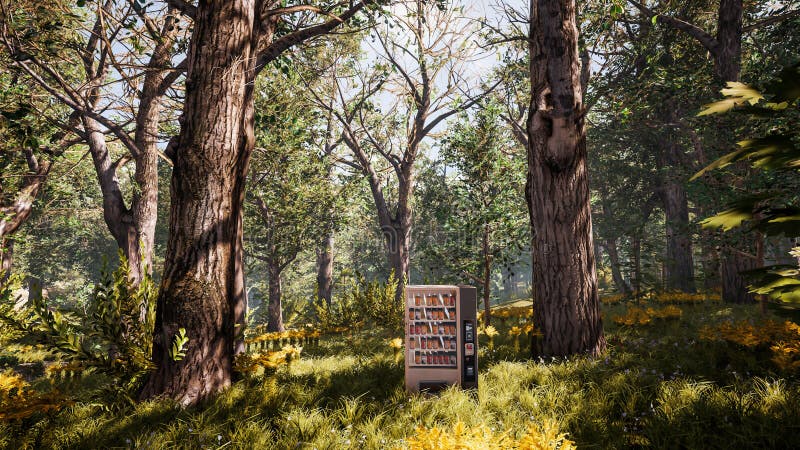 Natural Forest Landscape and Metaverse Technology. 3D Render Stock ...