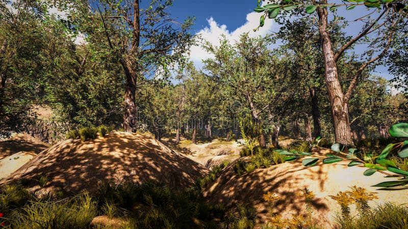 Natural Forest Landscape and Metaverse Technology. 3D Render Stock ...