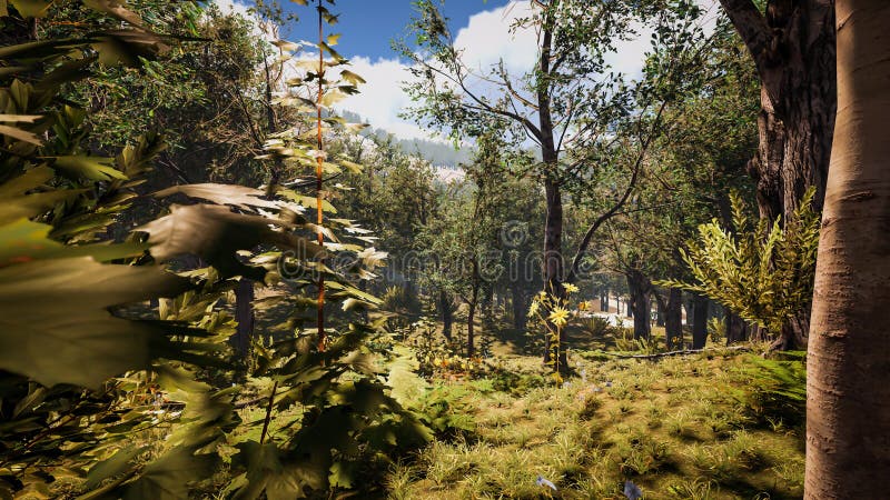 Natural Forest Landscape and Metaverse Technology. 3D Render Stock ...