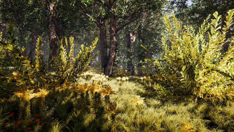 Natural Forest Landscape and Metaverse Technology. 3D Render Stock ...