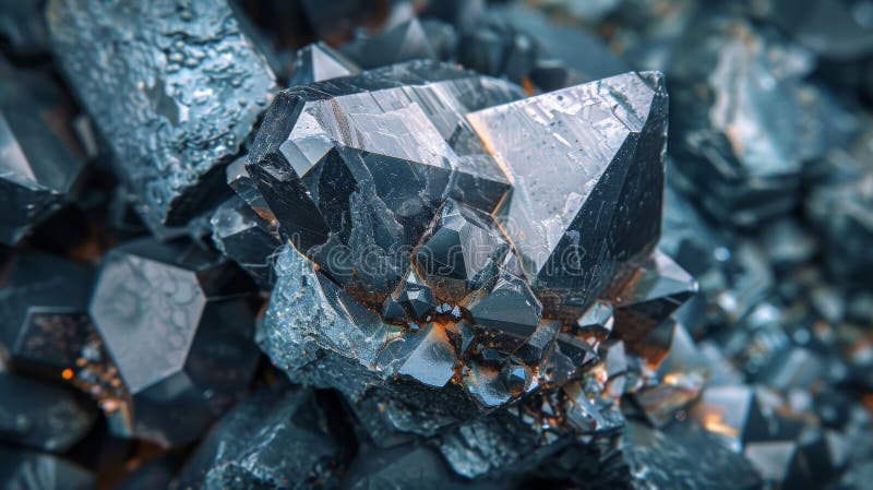 Natural Formation of Black Crystals Showcasing Sharp Angles and ...