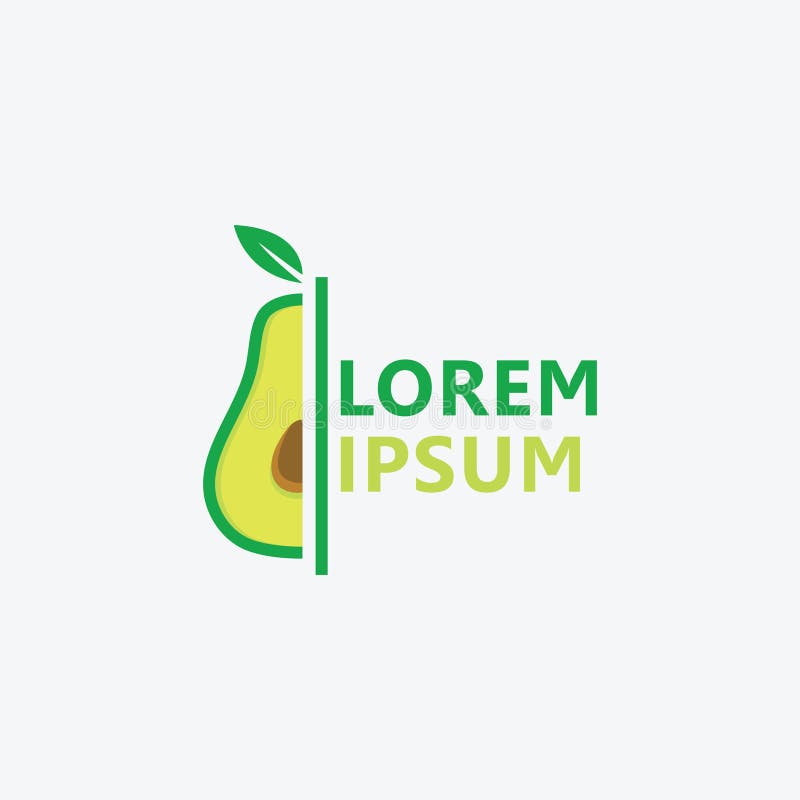 Natural Fresh Avocado Fruit Logo Template. Vector Illustration of Half ...