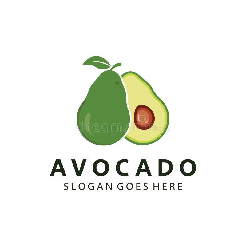 Natural Fresh Avocado Fruit Logo Template. Vector Illustration of Half ...