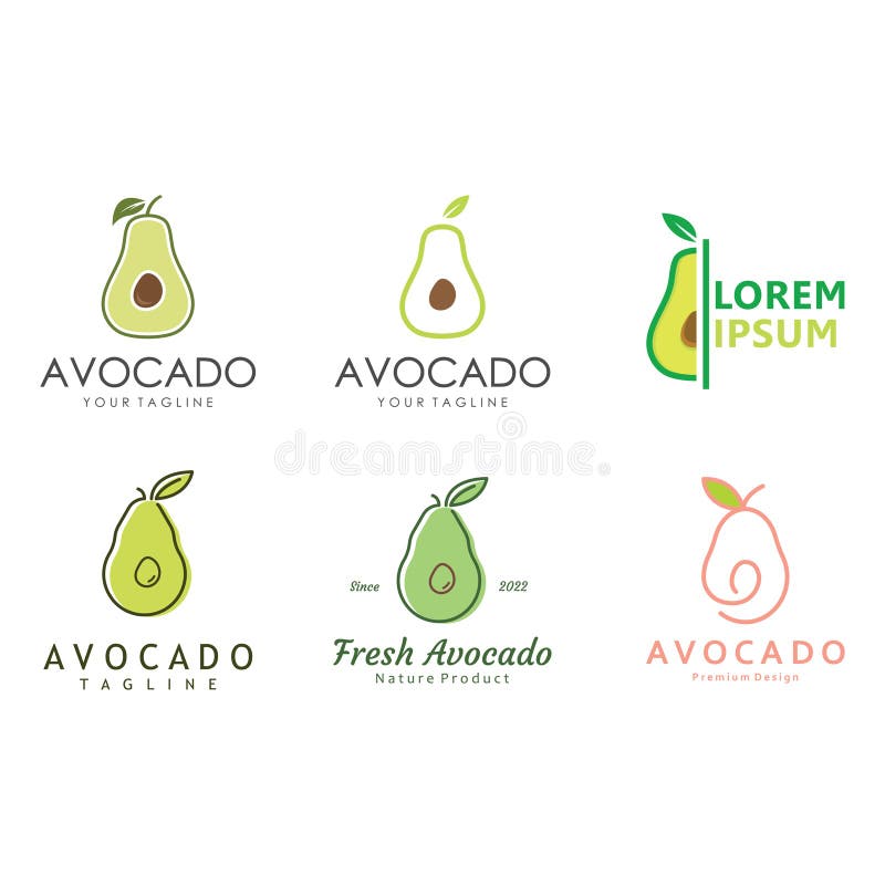 Natural Fresh Avocado Fruit Logo Template. Vector Illustration of Half ...