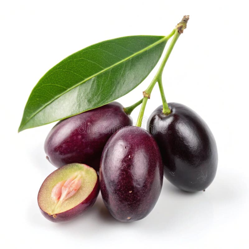 Natural and Fresh Jambul Java Plum Stock Illustration - Illustration of ...