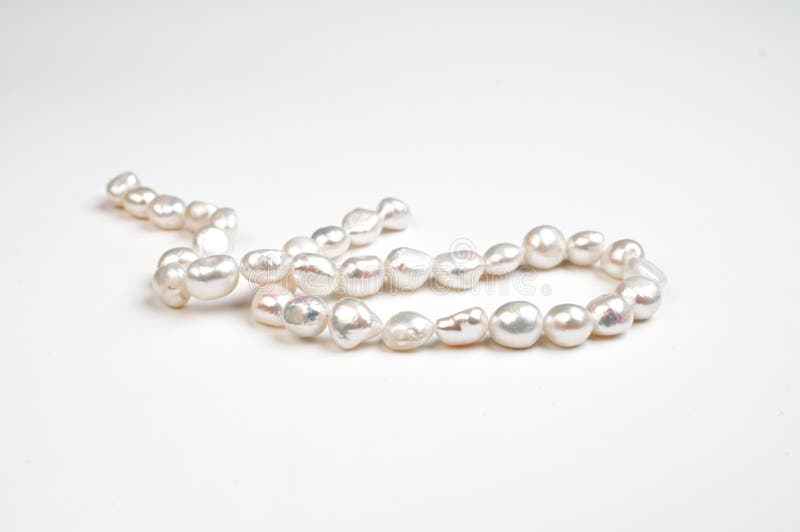 Natural Freshwater Round Pearl Beads Isolated. String of Pearls Stock ...