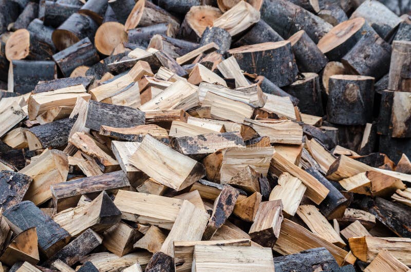 Big Pile of Split Firewood Fuel Material. Stock Image - Image of picnic ...