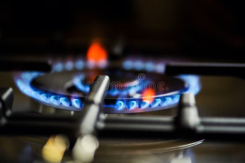 Natural Gas Burning on Kitchen Gas Stove Stock Image - Image of fuel ...