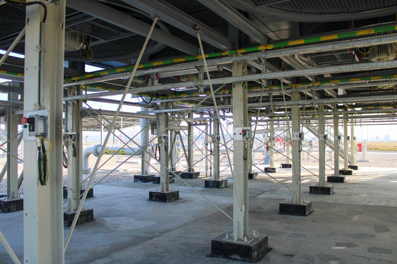 A Natural Gas Cooling Unit with Visible Structural Support Beams and ...