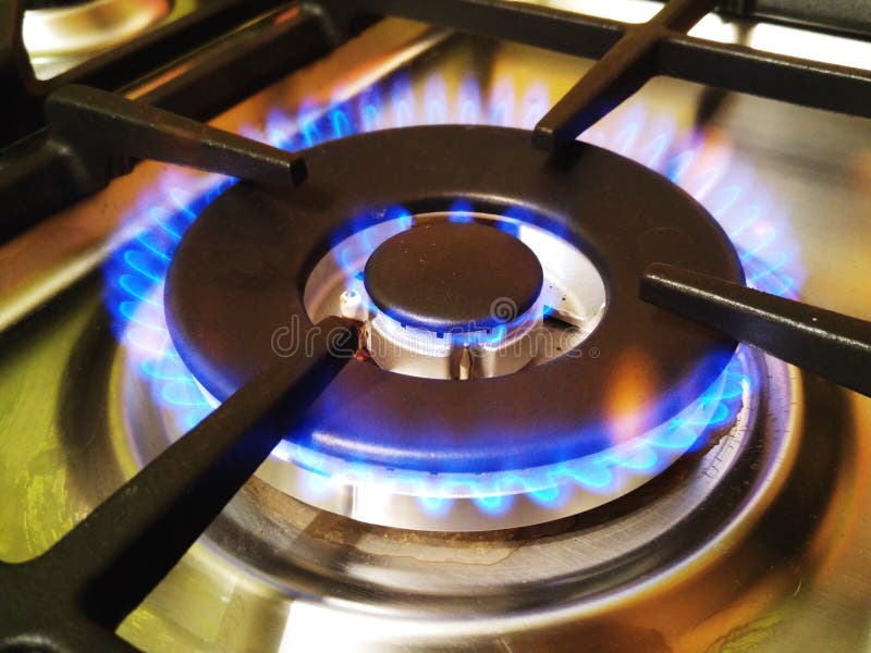 Natural Gas Hob Cooker Cook Food Heat Flame Blue New Stock Image ...