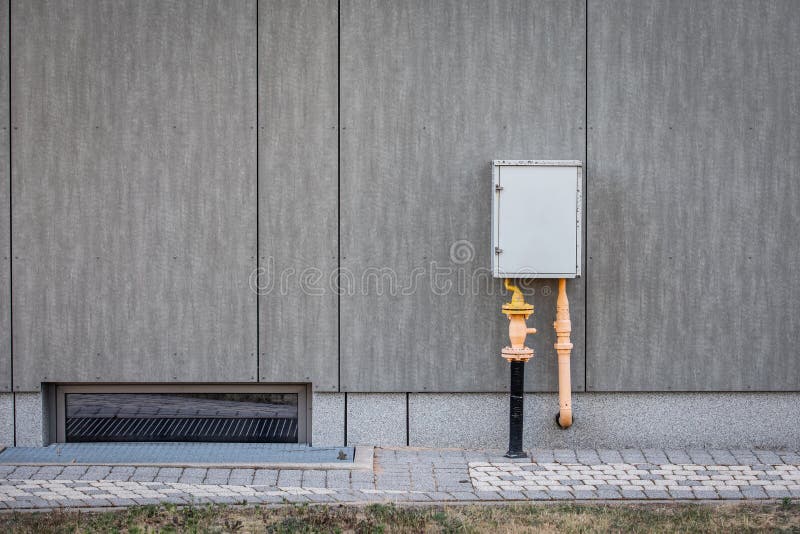 Natural Gas Pipeline at the Facade of the Building. Exterior Stock ...