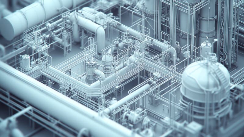 Natural Gas Processing Facility Piping System Overview Stock Photo ...