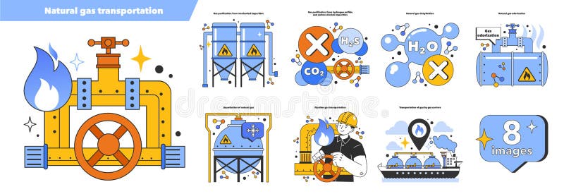 Natural Gas Transportation Set. the Development of Gas Fields Stock ...