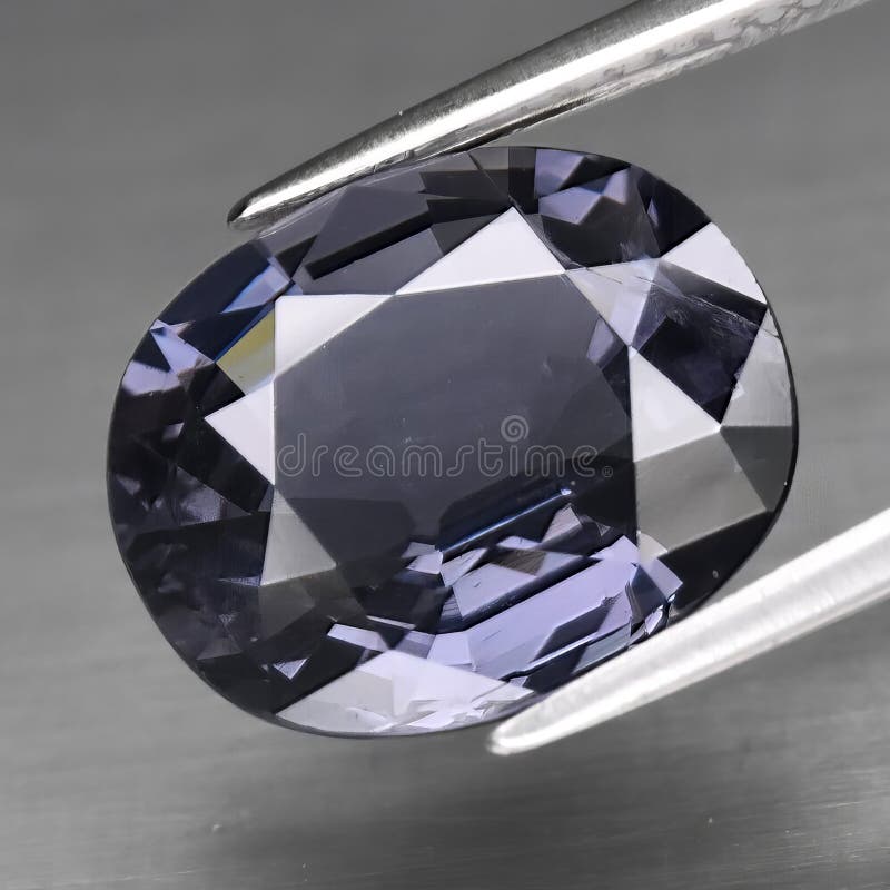 Natural Gemstone Blue Spinel on a Gray Background Stock Image - Image ...