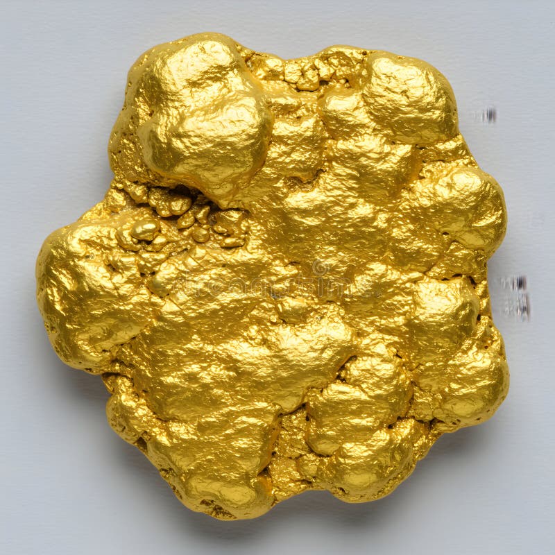 A Natural Gold Nugget with an Irregular, Lumpy Shape and Rough Texture ...