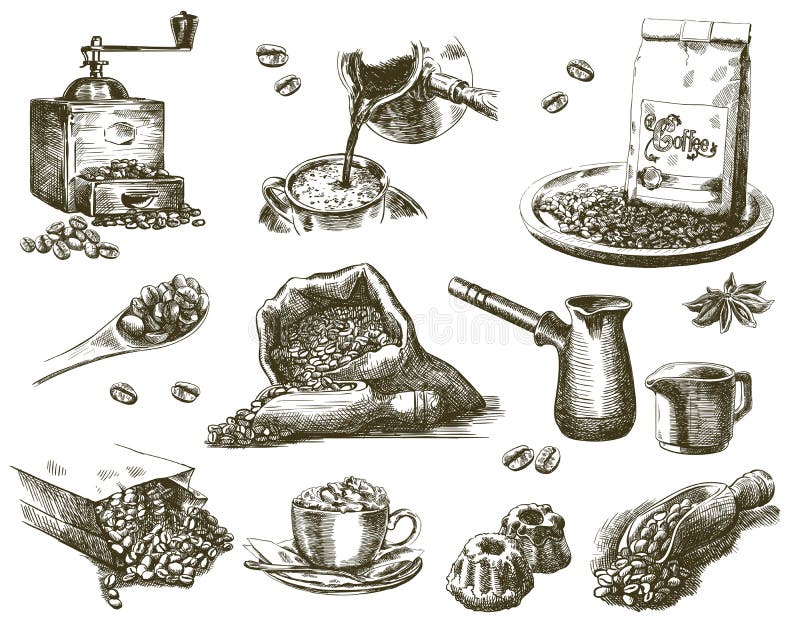 Natural grain coffee stock vector. Illustration of business - 65802704