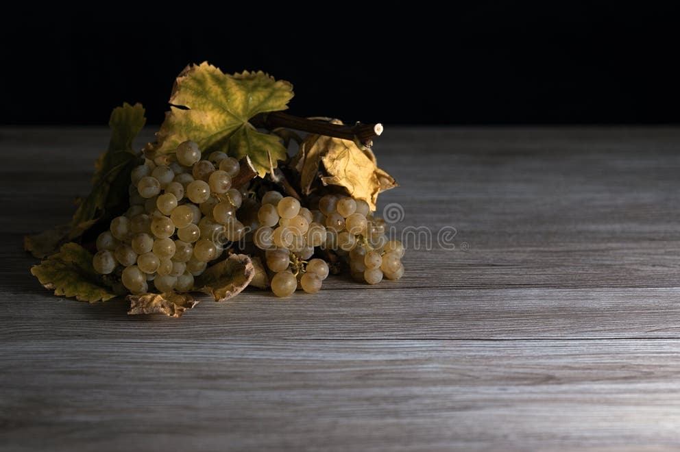 Natural Grape on Wooden Table with Soft Lighting Stock Photo - Image of ...