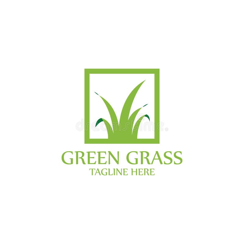 Natural Grass Logo Design Template Stock Illustration - Illustration of ...