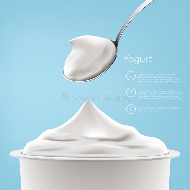 Natural Greek Yogurt in the Spoon Vector Illustration Stock Vector ...