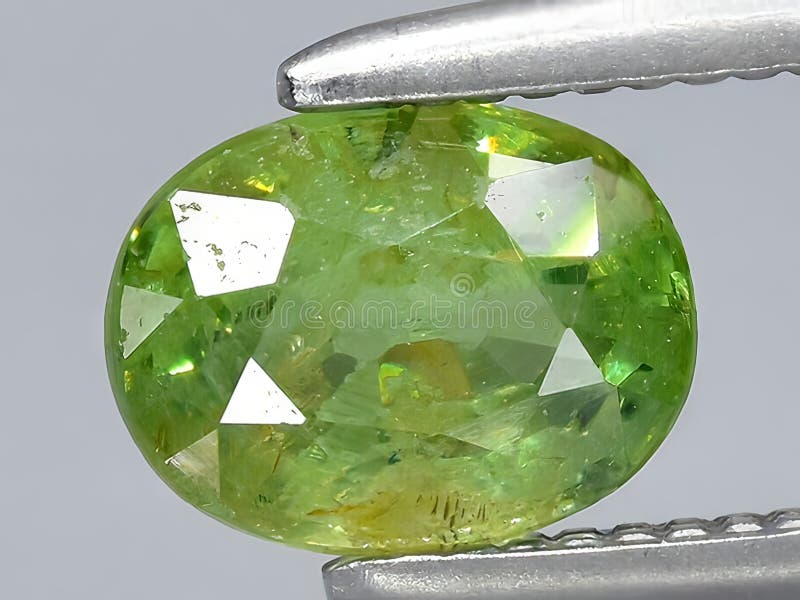 Natural Green Demantoid Garnet Gemstone on the Background Stock Photo ...