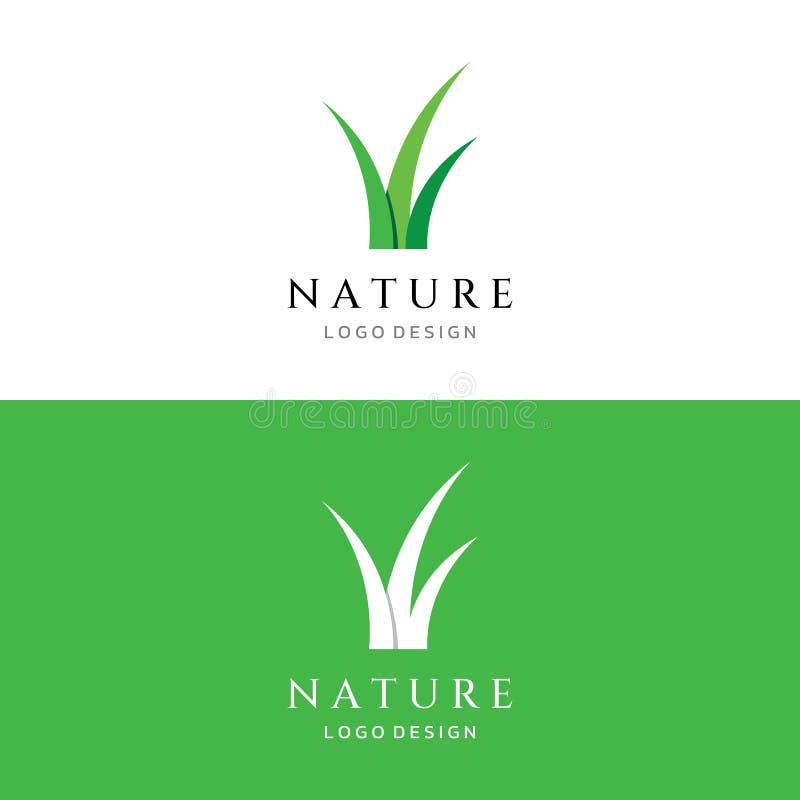 Natural Green Grass, Meadow, and Mowed Grass Element Logo in Spring ...