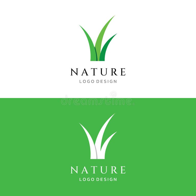Natural Green Grass, Meadow, and Mowed Grass Element Logo in Spring ...
